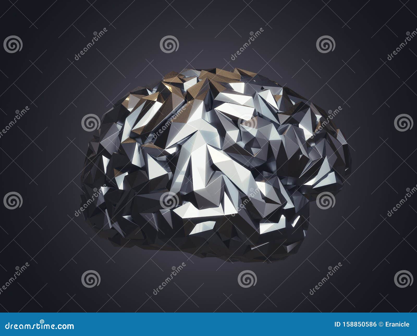 Metal Brain 3d Illustration Stock Illustration - Illustration of hard ...