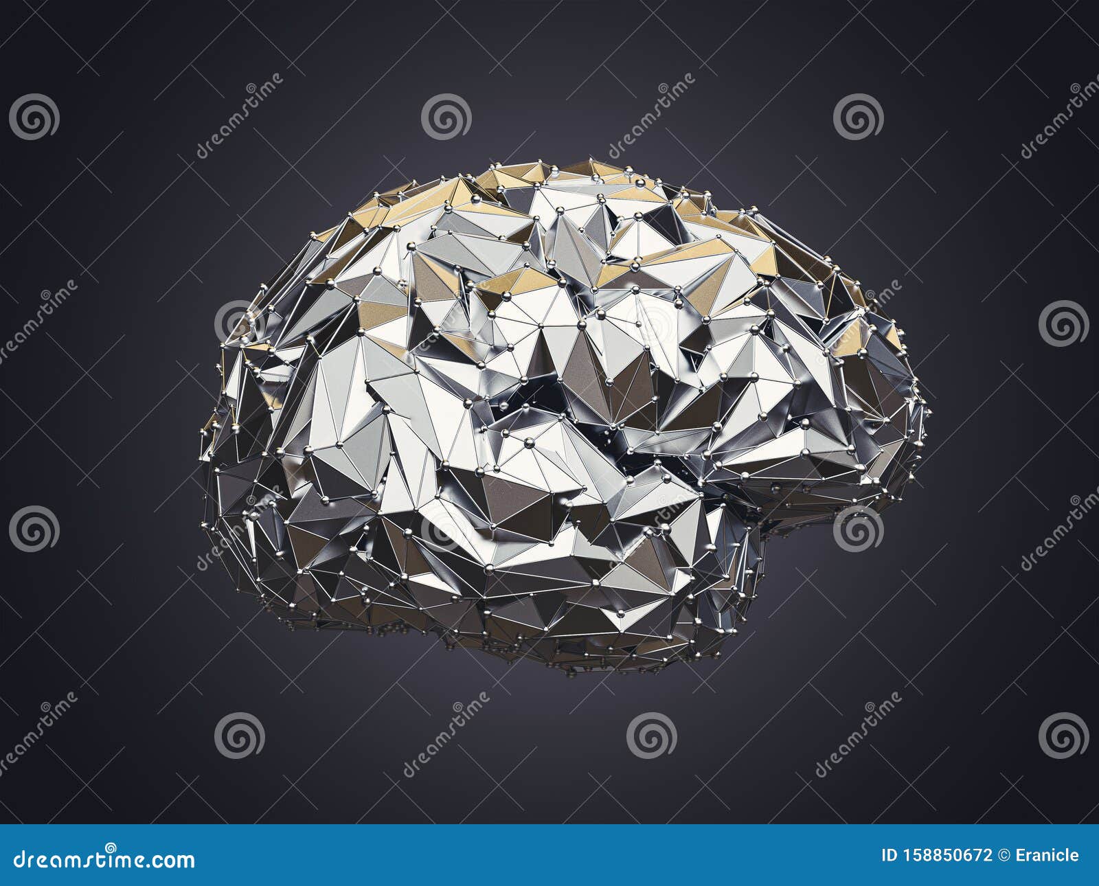 Metal Brain 3d Illustration Stock Illustration - Illustration of alloy ...