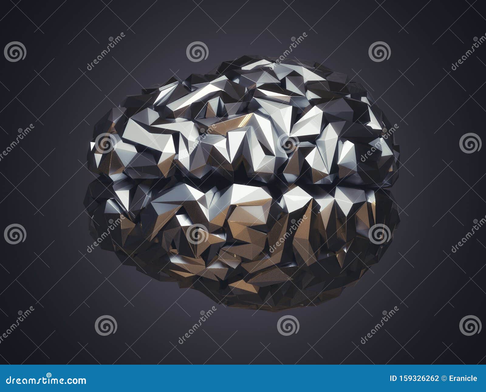 Metal Brain 3d Illustration Stock Illustration - Illustration of ...