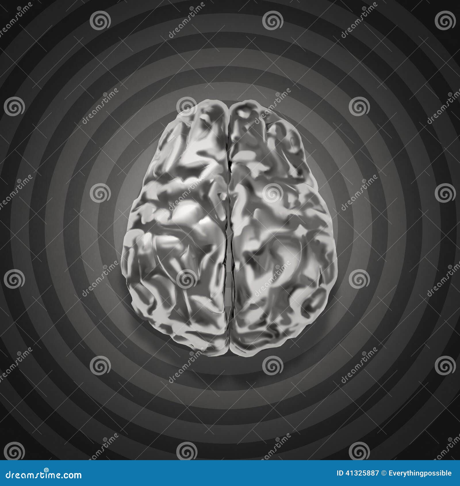 Metal Brain 3d with Retro Graphic Background Stock Illustration ...