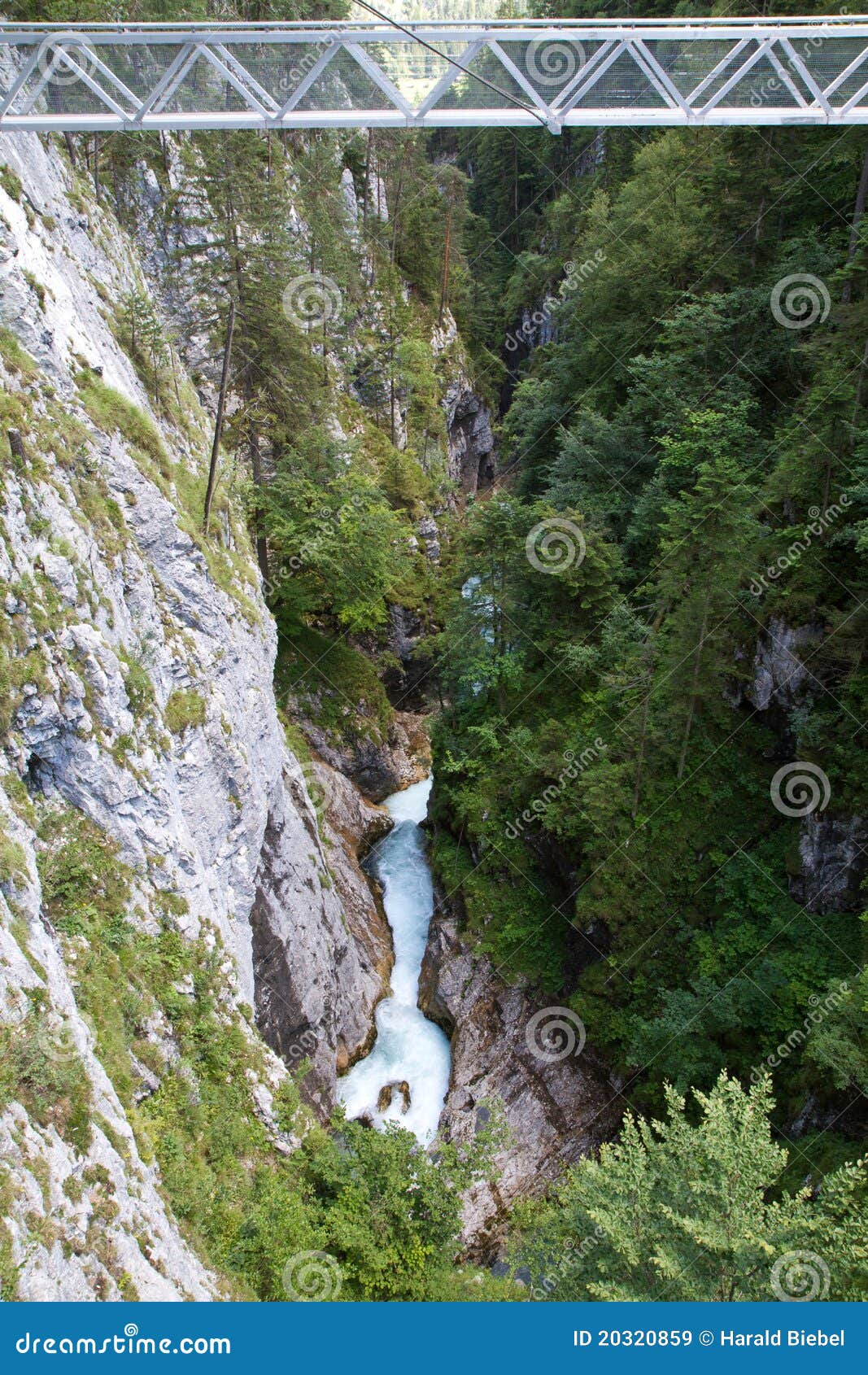 Metal Bridge Inside the Leutasch Gorge in Bavaria Stock Image - Image ...
