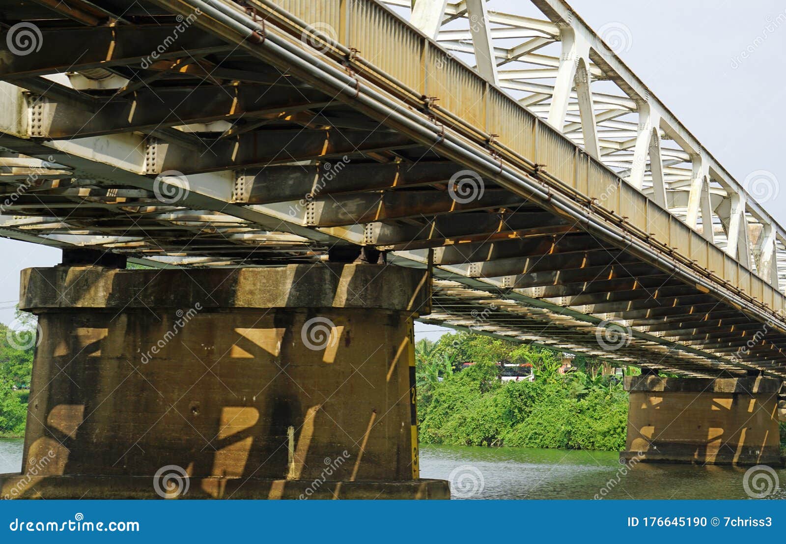 Metal Bridge Over Perfume River Stock Photo - Image of transportation ...