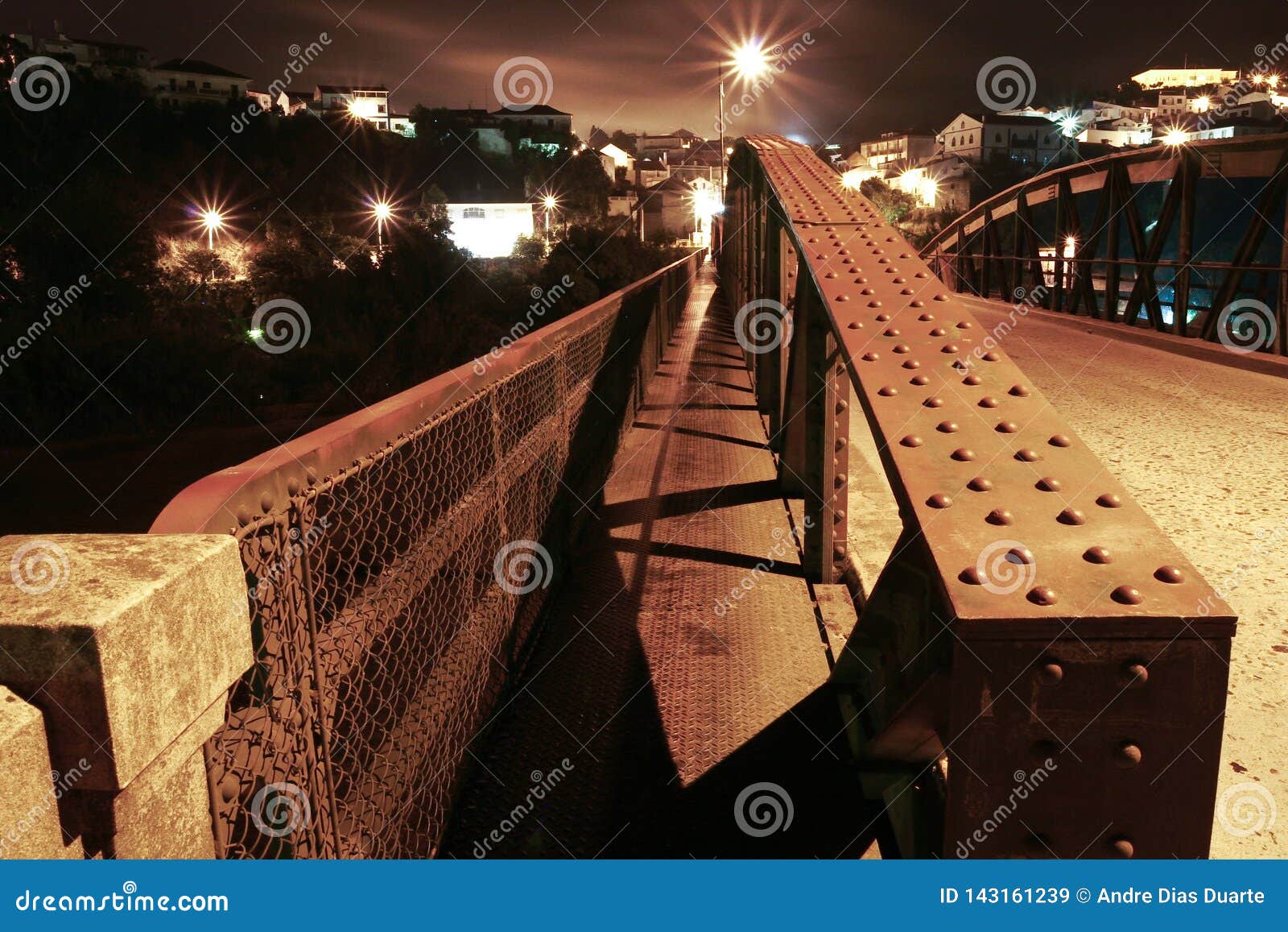 Metal Bridge with Small Town on the Other Side Stock Image - Image of ...