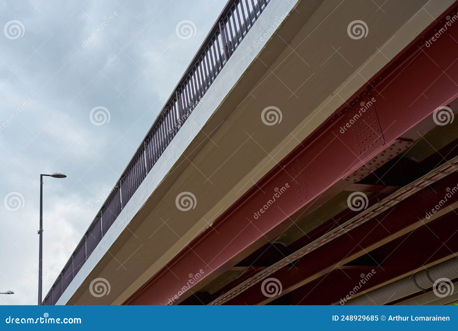 Metal Bridge View from Below with an Overcast Sky in the Background ...