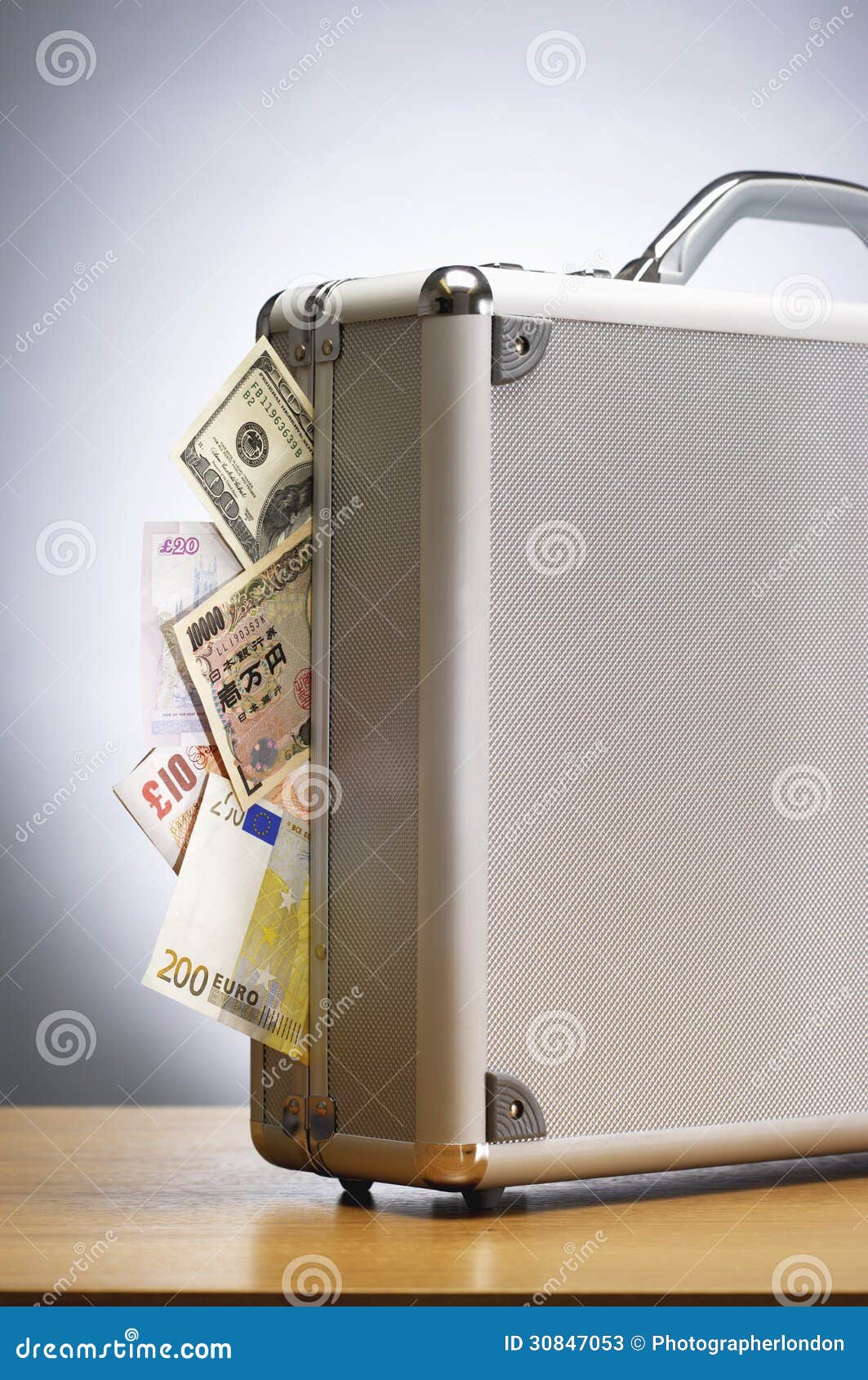 Metal Briefcase Full of Cash on Table Stock Image - Image of cash ...