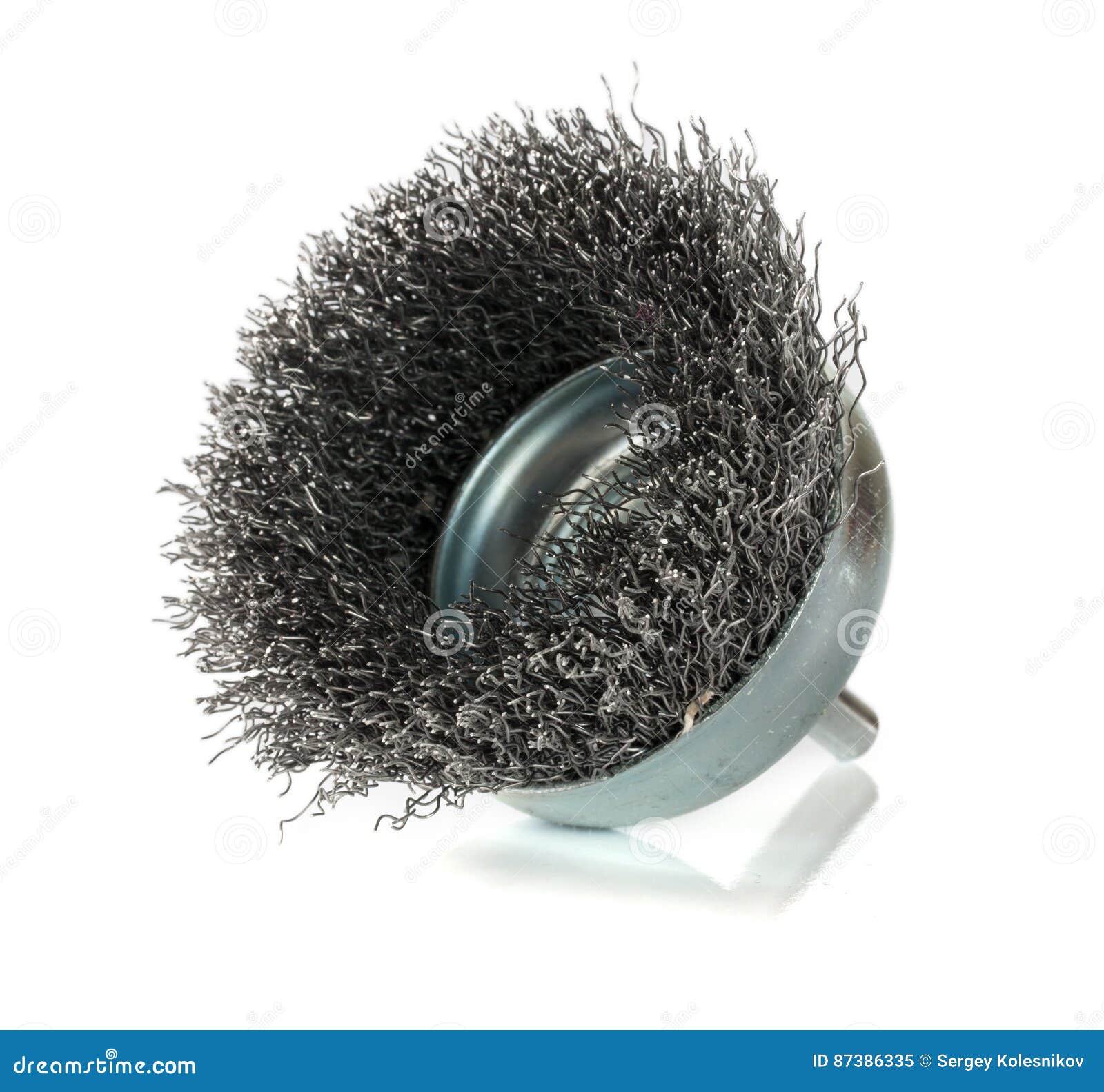 Metal Brush on a Drill To Remove Rust Isolated on White Background ...