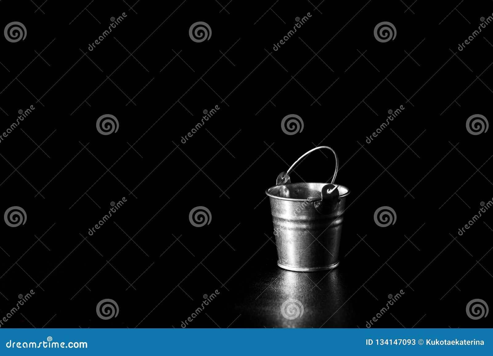 Metal Bucket on Black Background Stock Image - Image of equipment ...