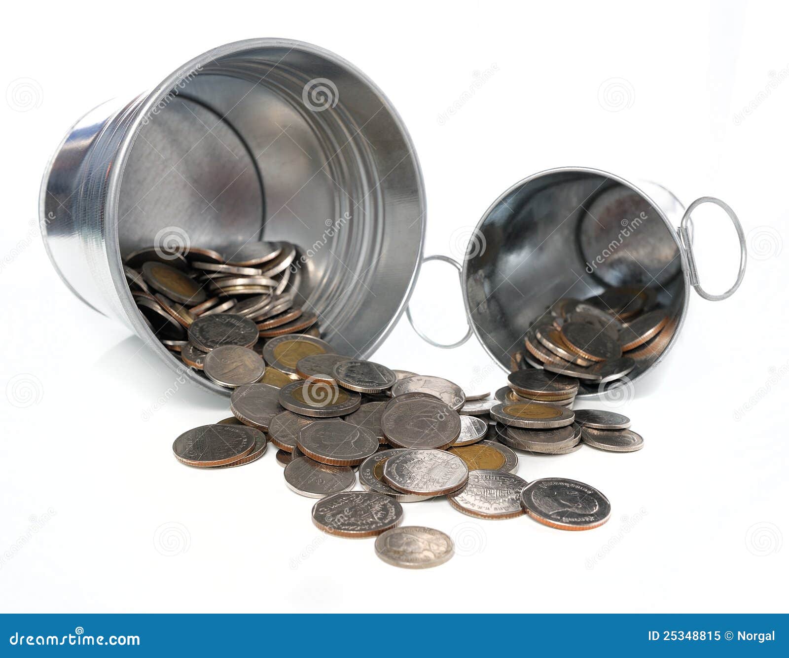 Metal Bucket Full with Coin Stock Image - Image of earnings, full: 25348815