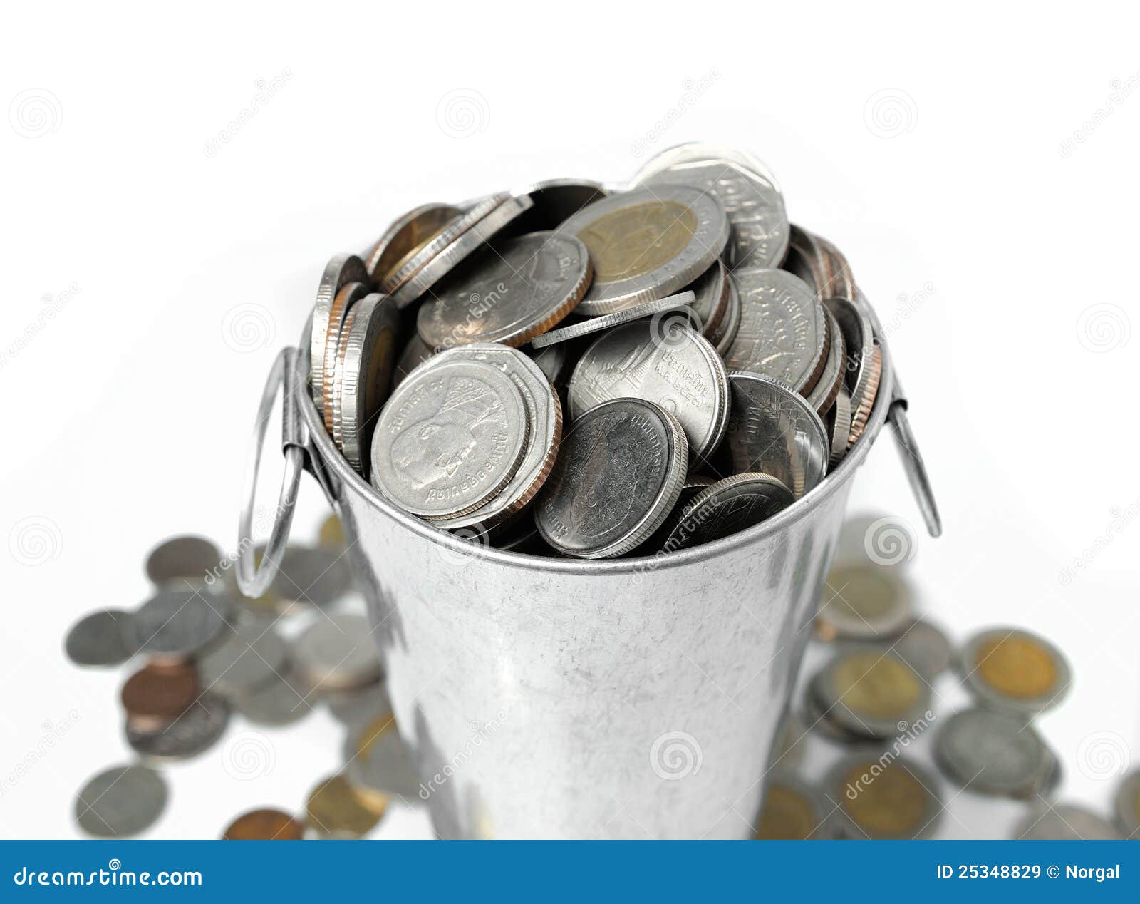 Metal Bucket Full with Coin Stock Image - Image of coins, cents: 25348829