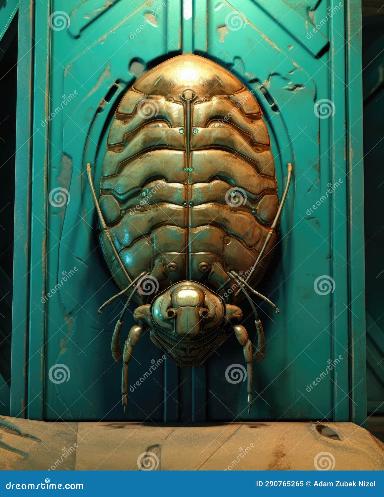 A metal bug on a blue wall stock illustration. Illustration of metal ...