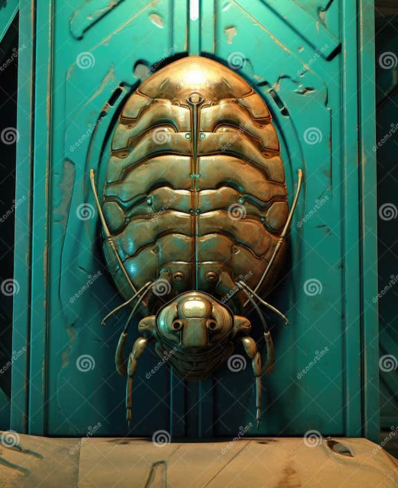 A metal bug on a blue wall stock illustration. Illustration of metal ...