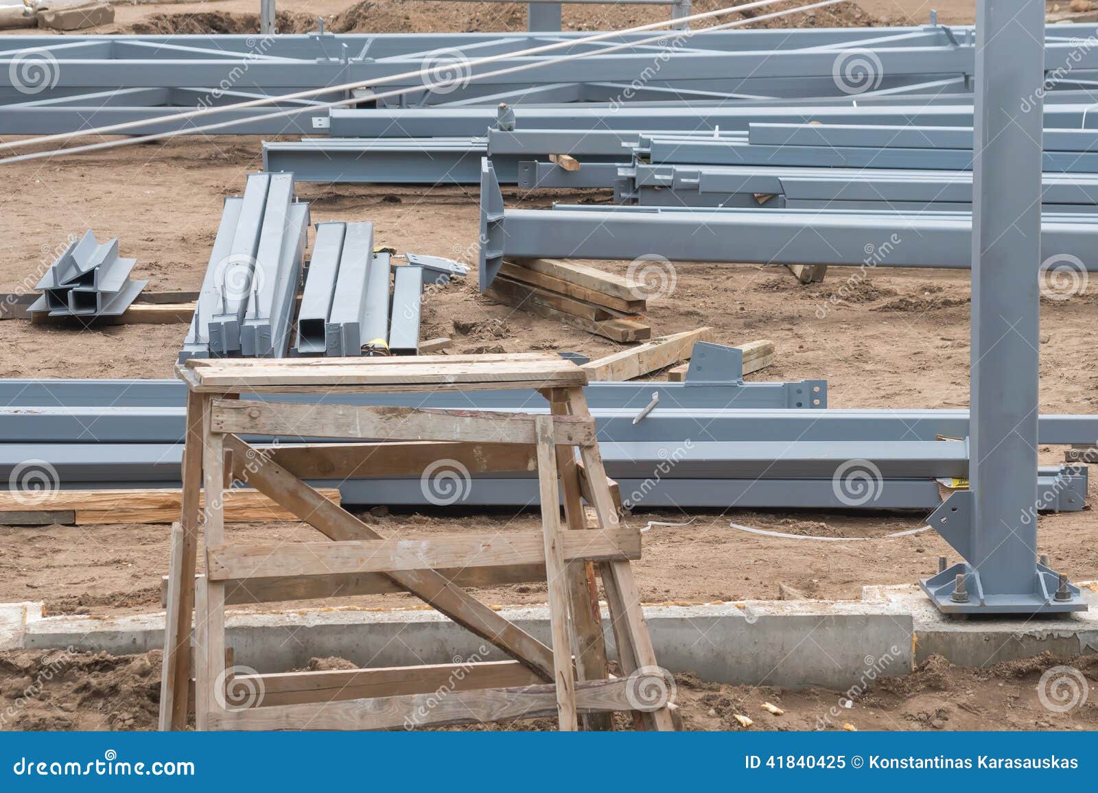 Metal Building Construct Site Stock Image - Image of base, board: 41840425