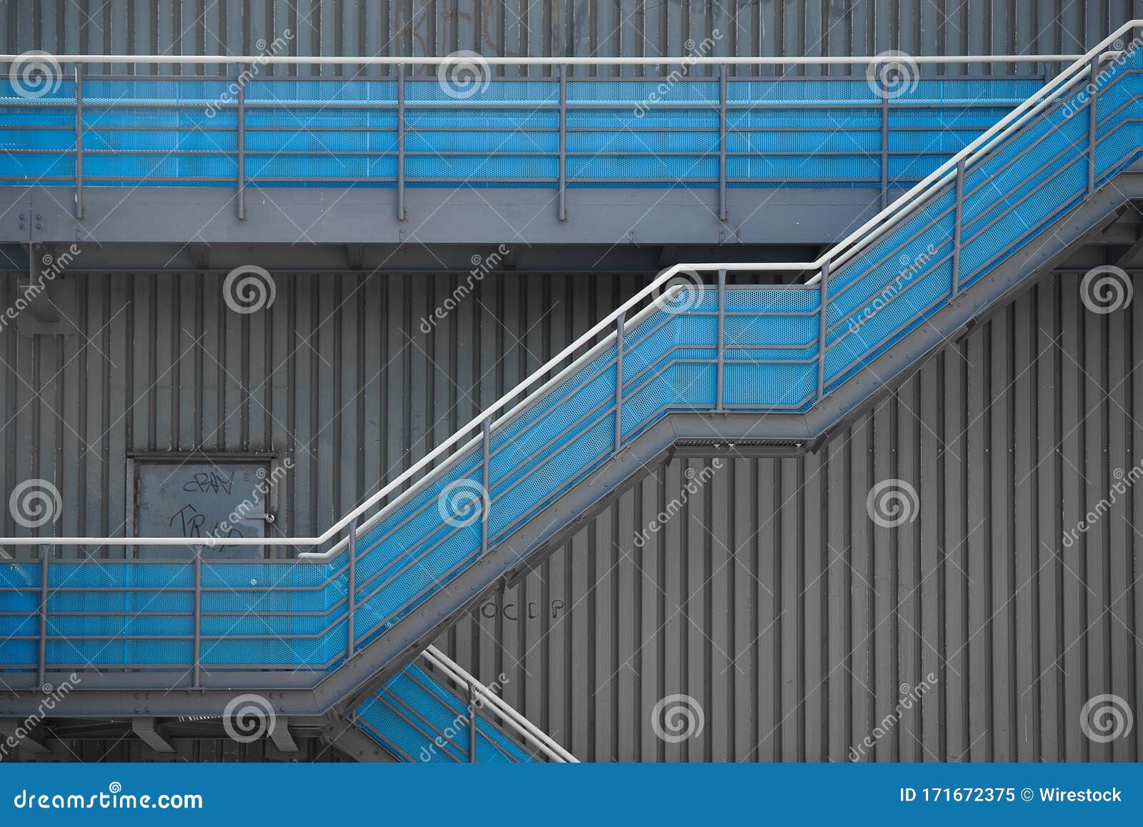 Metal Building with Stairs on the Side Stock Image - Image of business ...