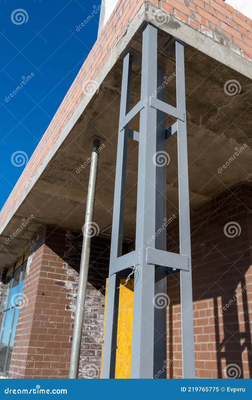 Metal building support stock image. Image of metal, view - 219765775