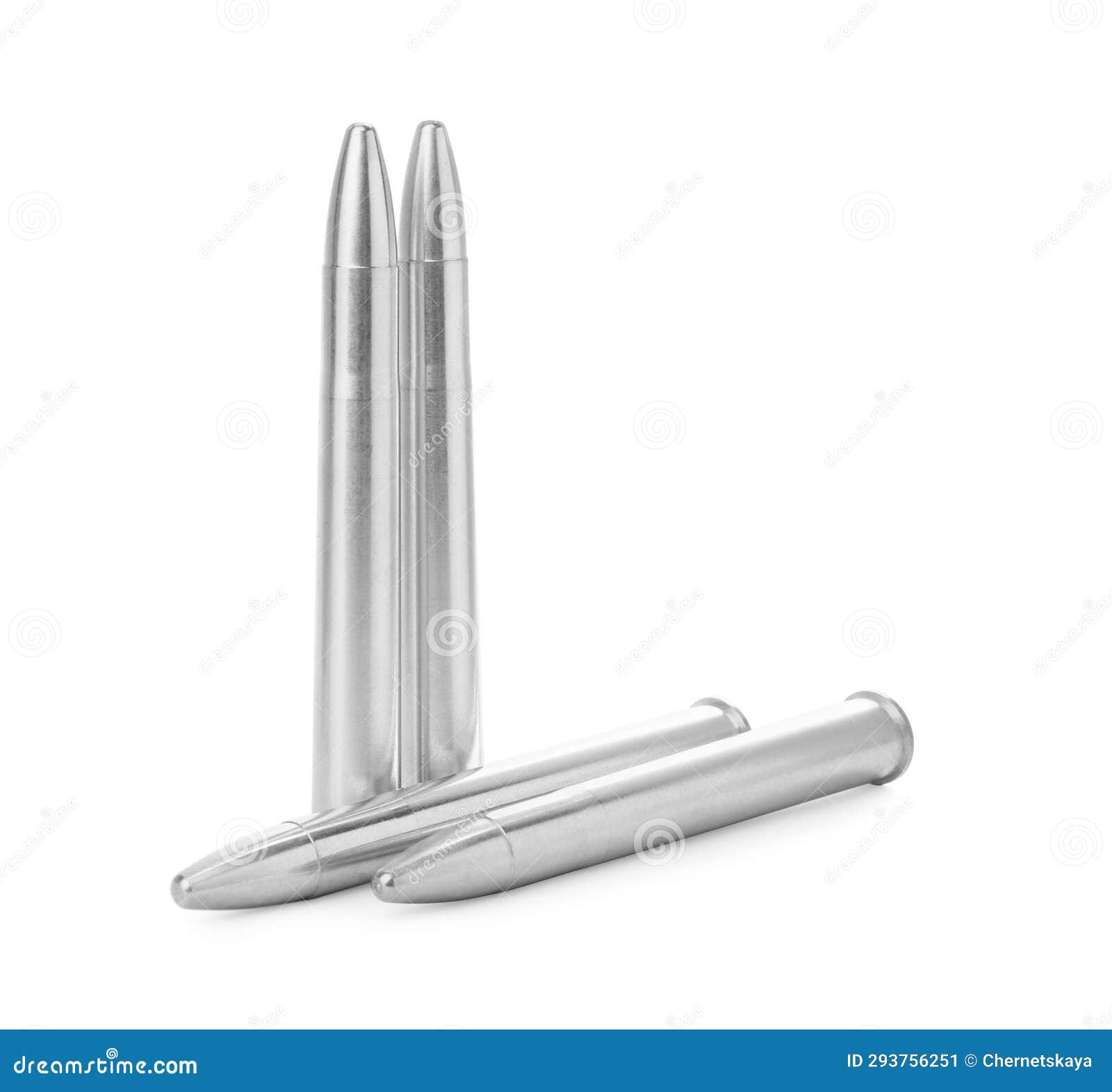 Metal Bullets Isolated on White. Military Ammunition Stock Image ...