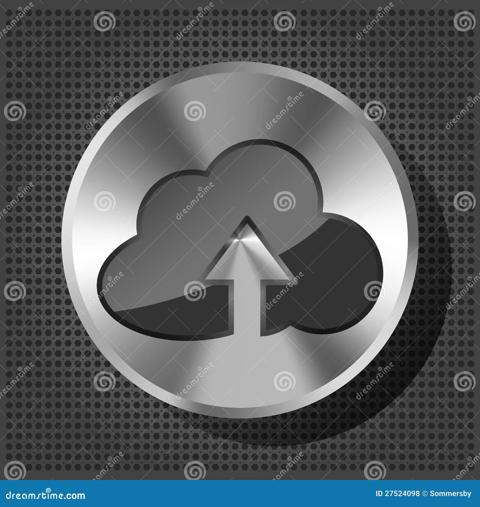 Metal Button with Cloud Icon and Arrow Stock Vector - Illustration of ...