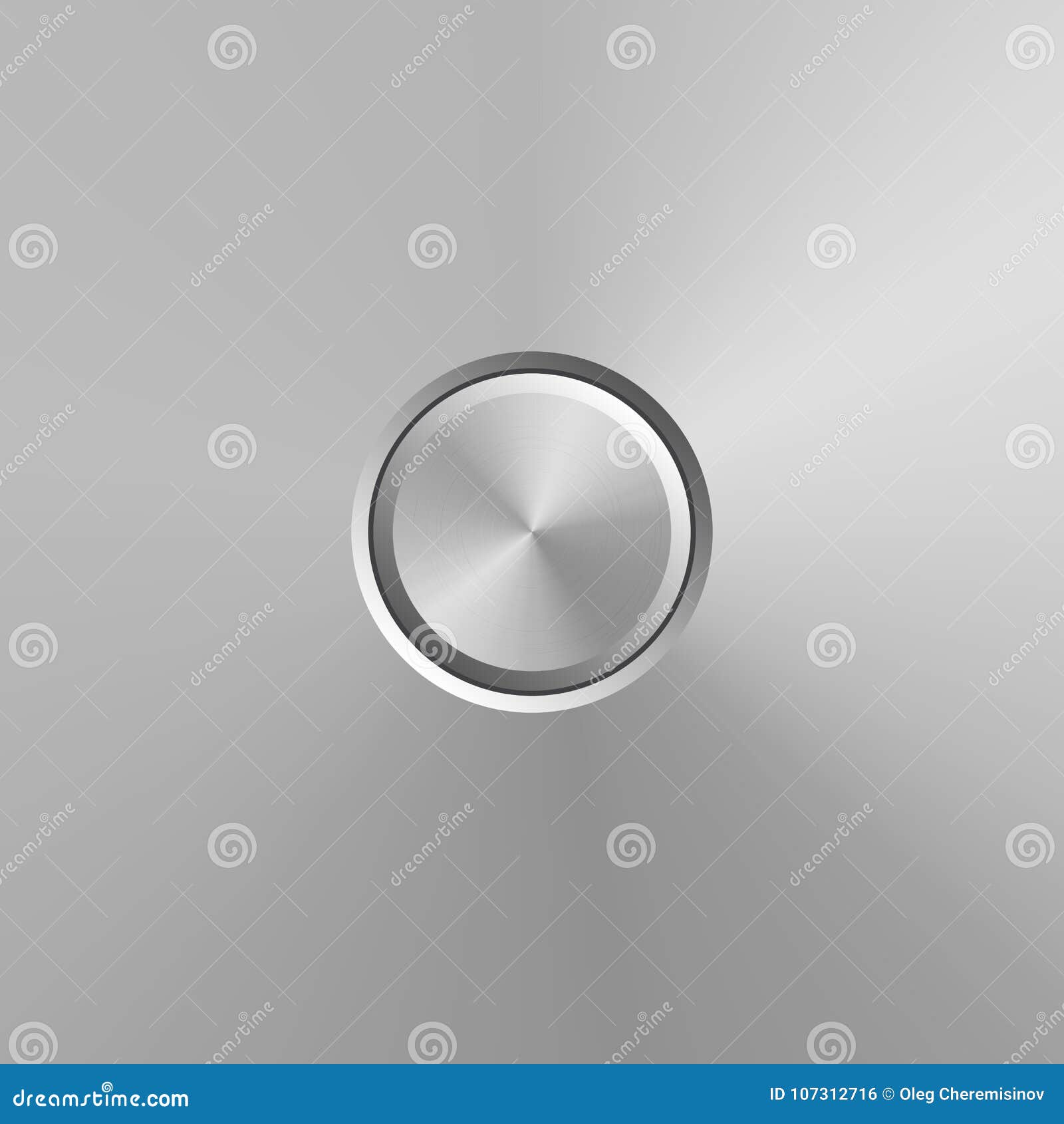 Metal Button on Grey Background. Vector Realistic Design Element. Stock ...
