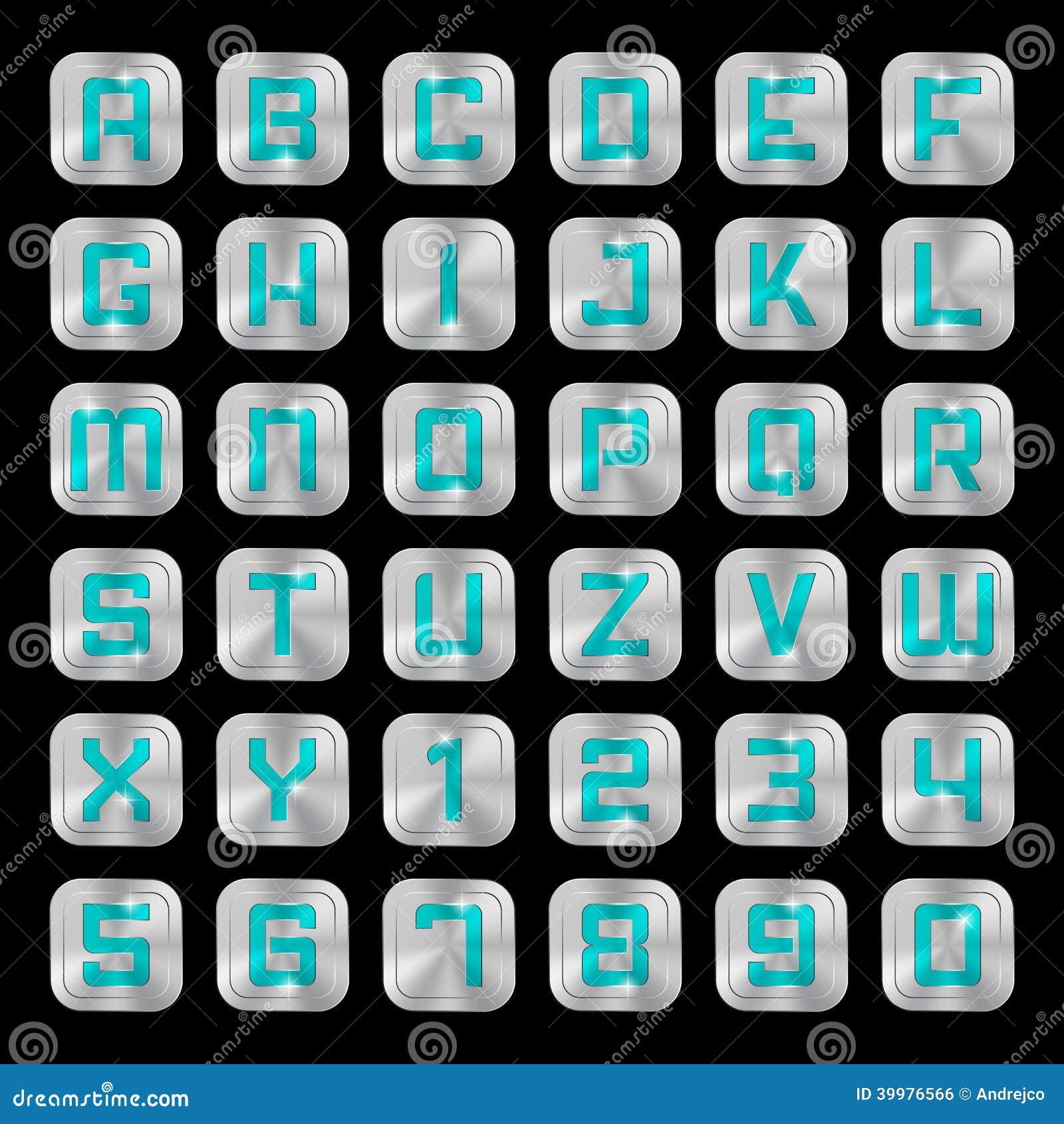 Metal Button Letters stock vector. Illustration of element - 39976566