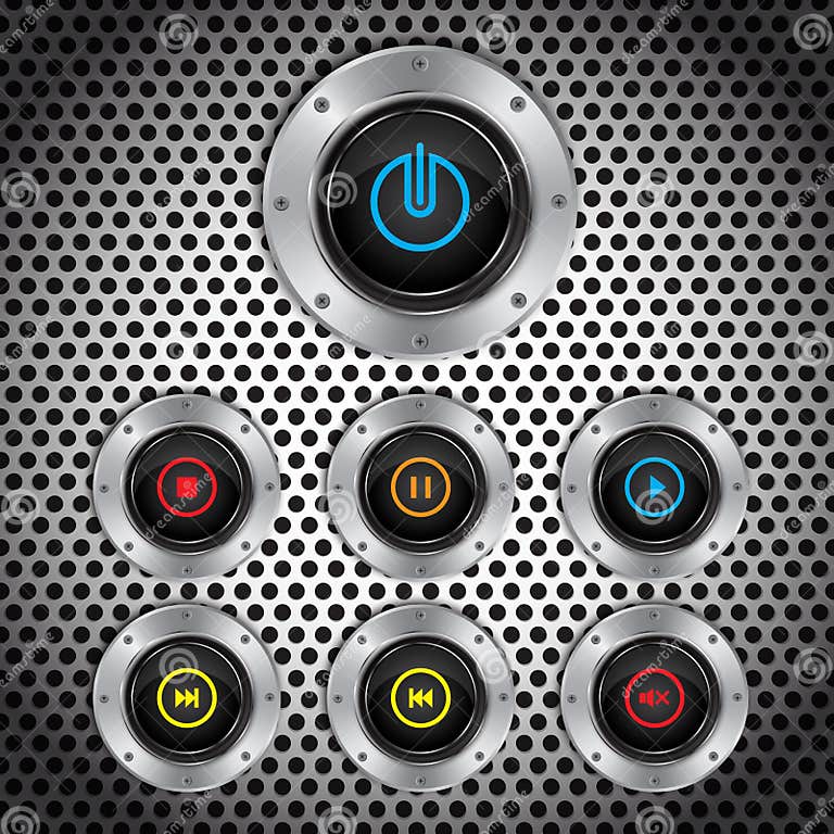 Metal Button, Switches Software Controls, Stock Illustration ...