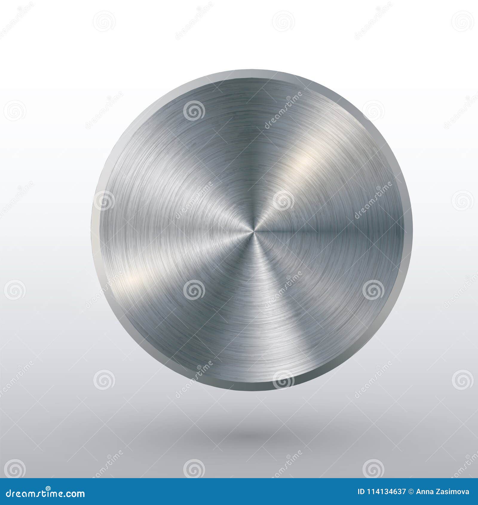 Metal Button with Texture, Realistic Shadow and Light Background for ...