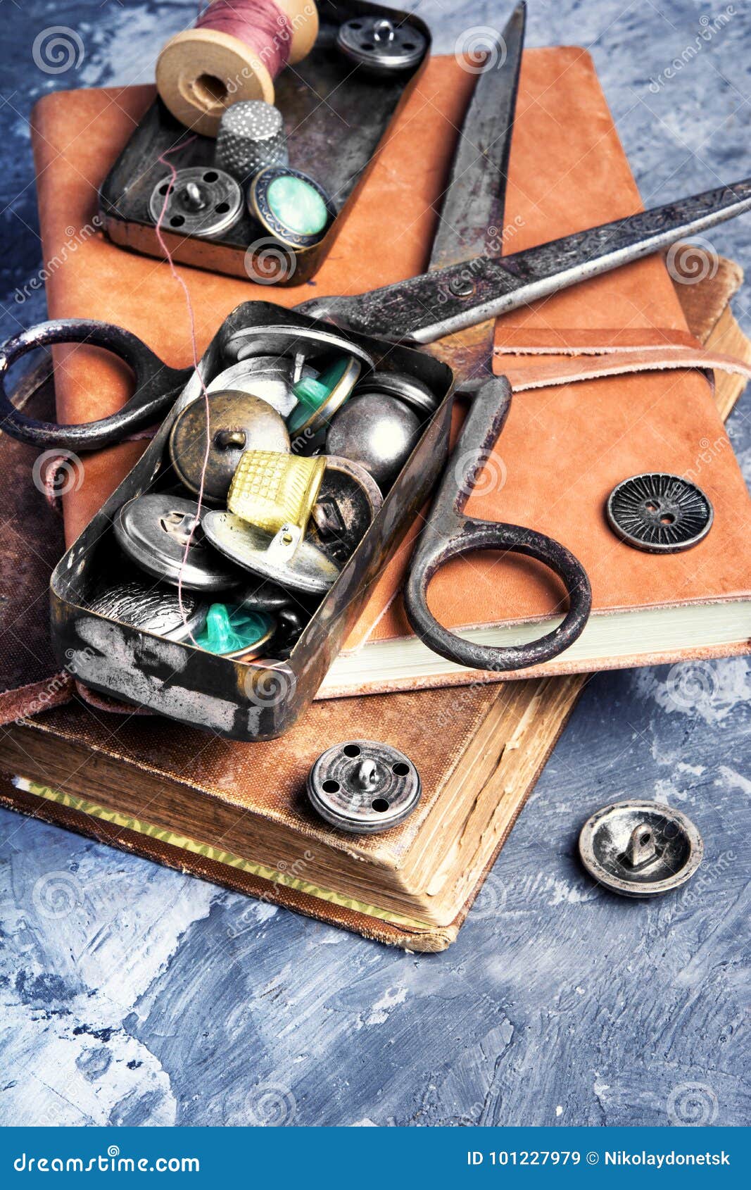 Tool for tailor stock image. Image of needlework, button - 101227979