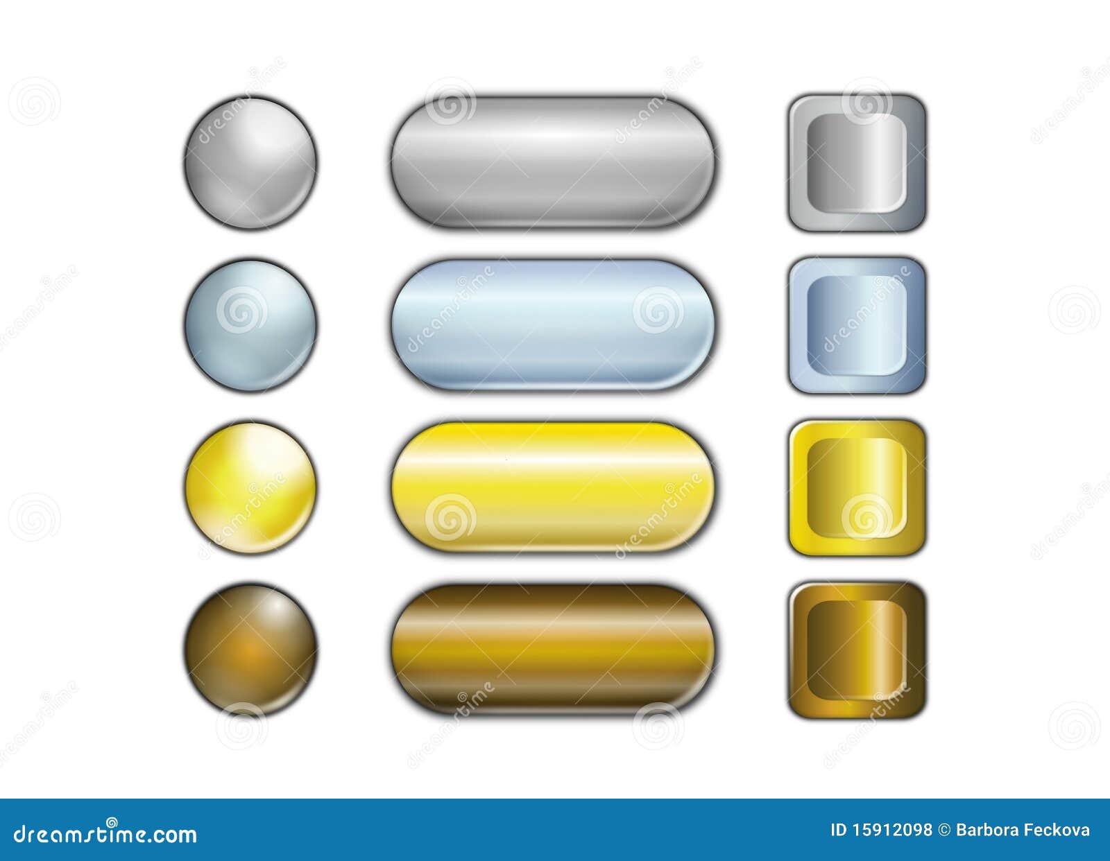 Metal buttons set stock vector. Illustration of golden - 15912098