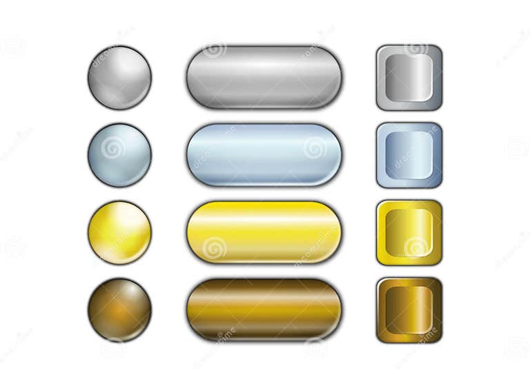 Metal buttons set stock vector. Illustration of golden - 15912098