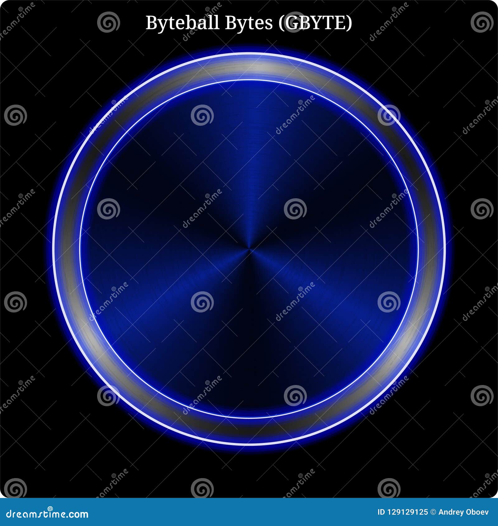Metal Byteball Bytes GBYTE Coin Witn Blue Neon Glow. Stock Vector ...
