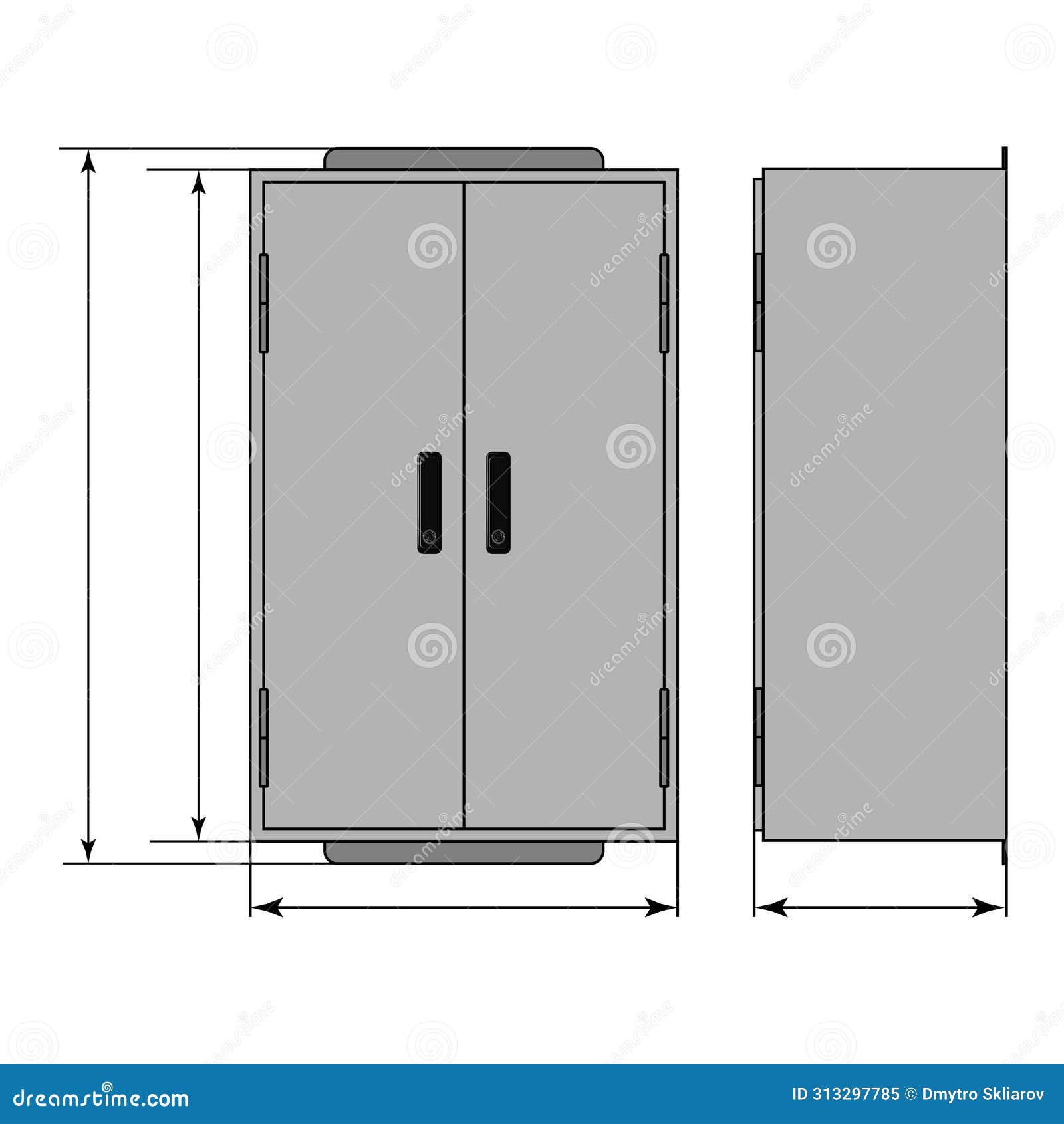 Metal Cabinet. Metal Box. Cabinet Size. Vector Graphics Stock Vector ...