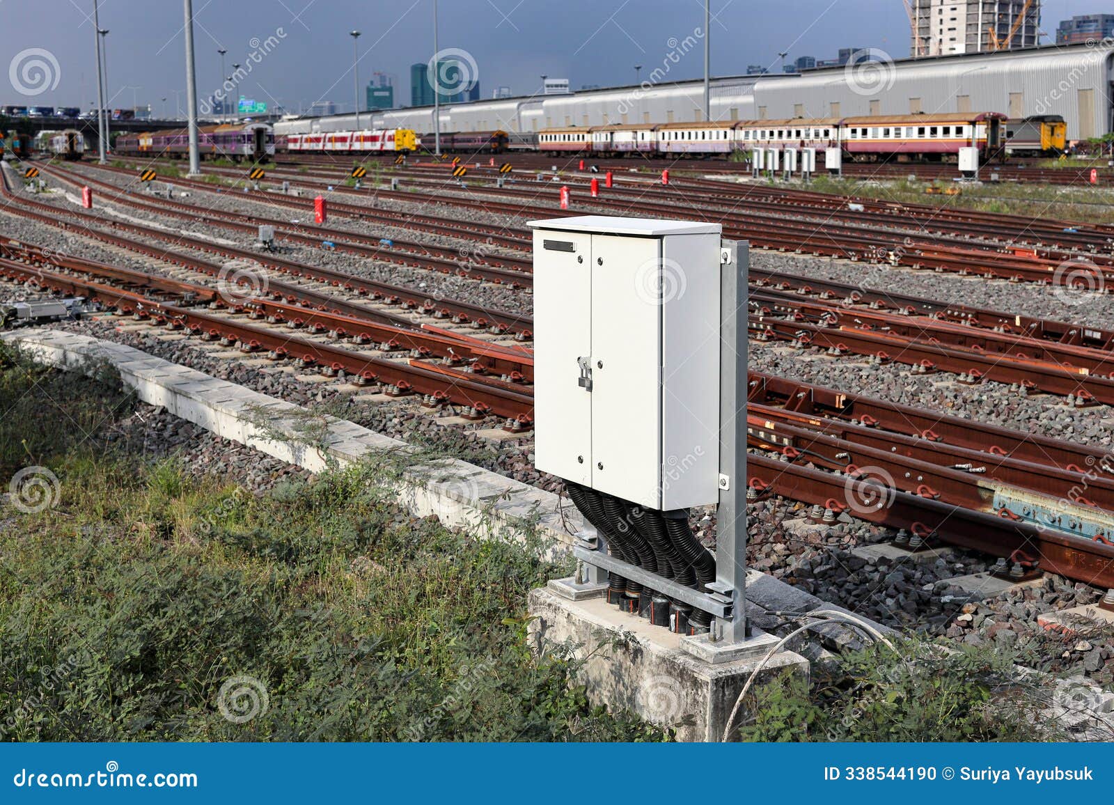 Rail Signal, Catenary Overhead Line, Power Transmission Line Tower ...