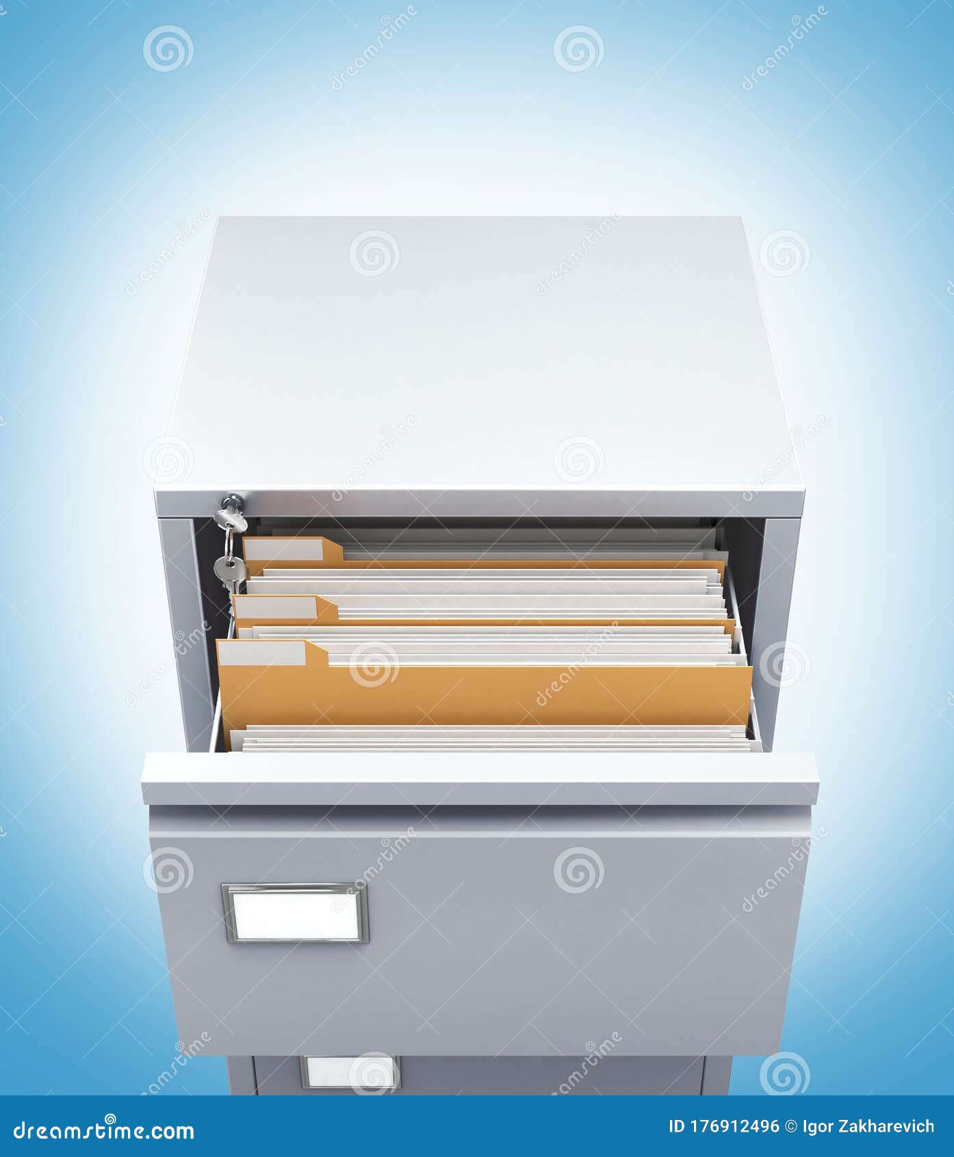 Metal Cabinet, Open Box with Documents, Top View Stock Illustration ...