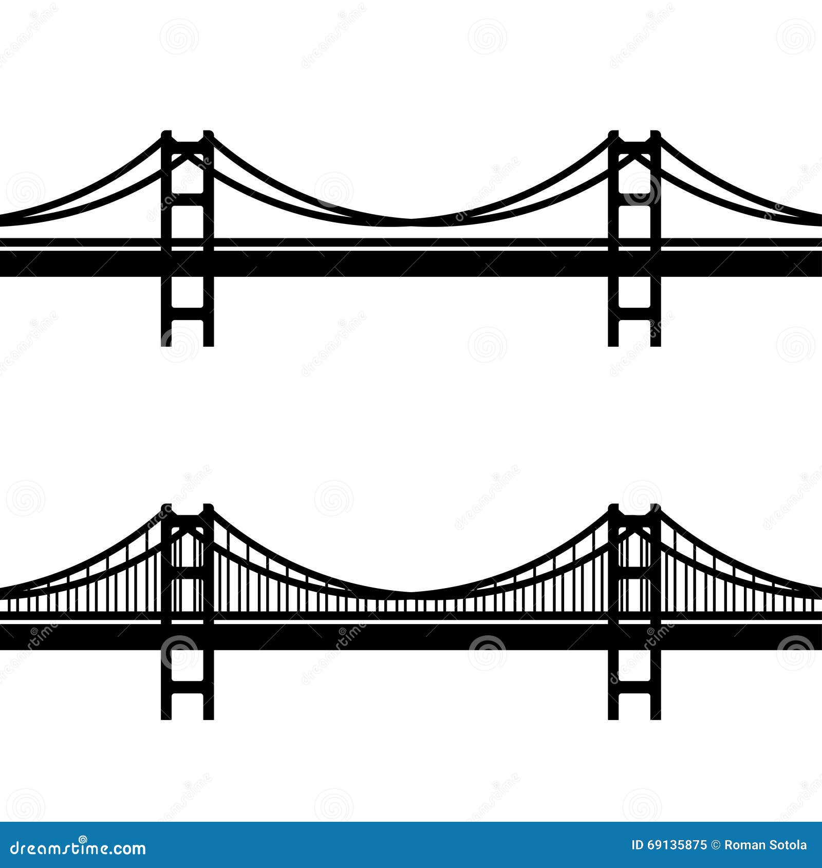 Metal Cable Suspension Bridge Black Symbol Stock Vector - Illustration ...
