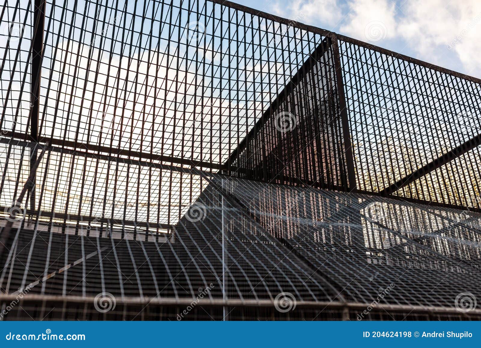 Metal cage in a prison stock photo. Image of abstract - 204624198
