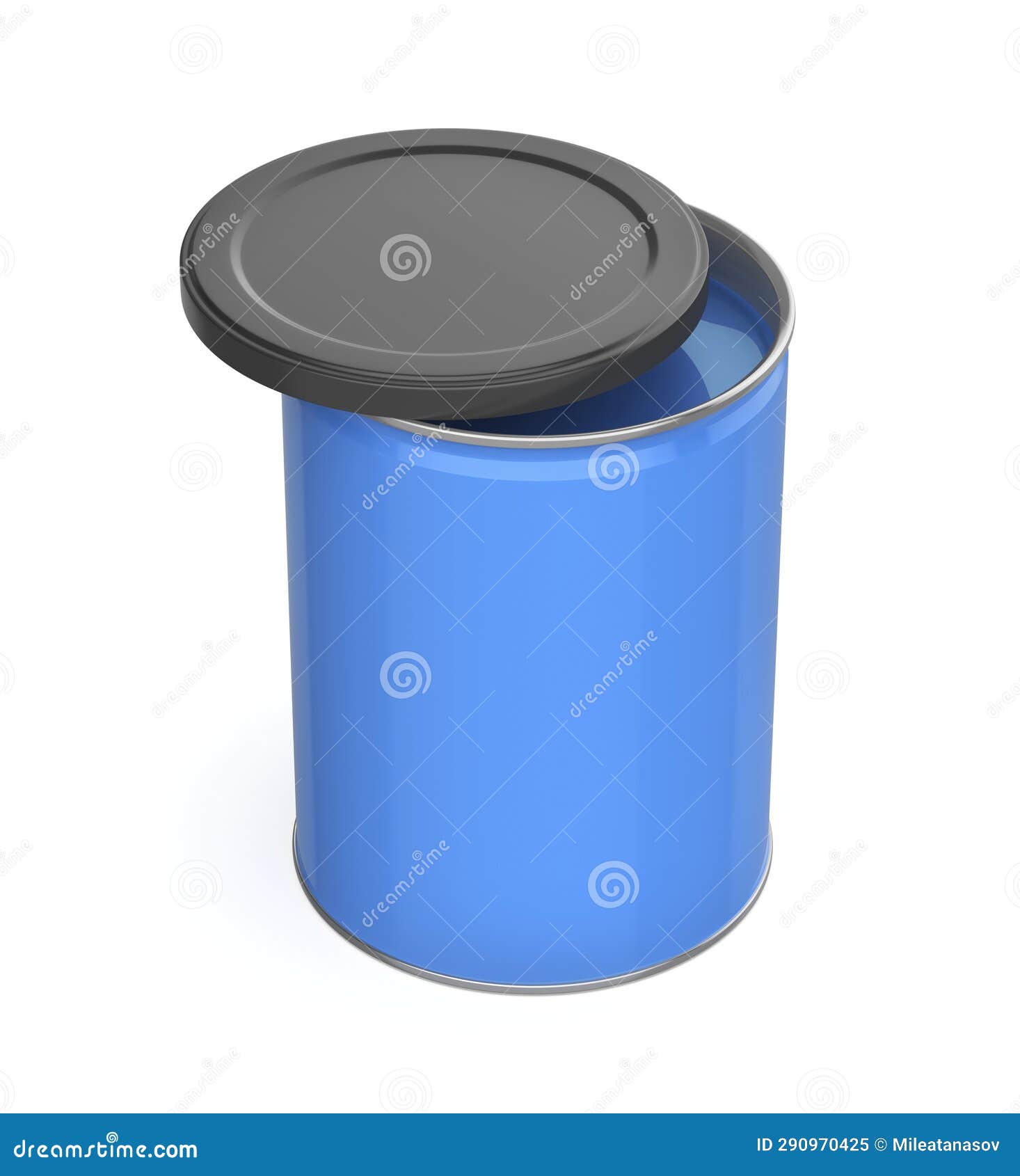Metal can with blue paint stock illustration. Illustration of bucket ...