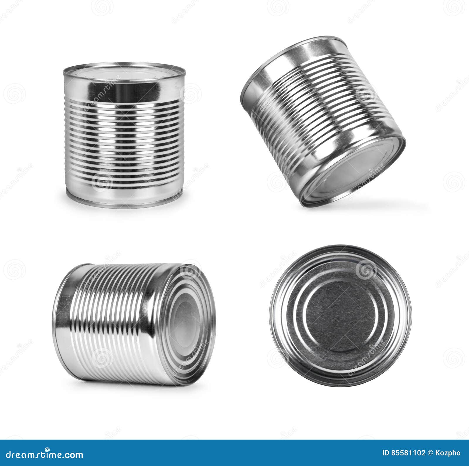 Metal Cans in Different Angles Isolated on White Stock Photo - Image of ...