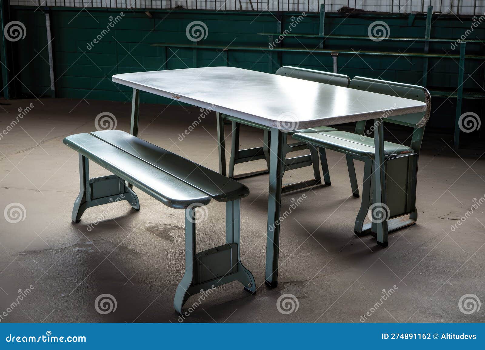 Metal Canteen with Matching Benches and Chairs Stock Illustration ...