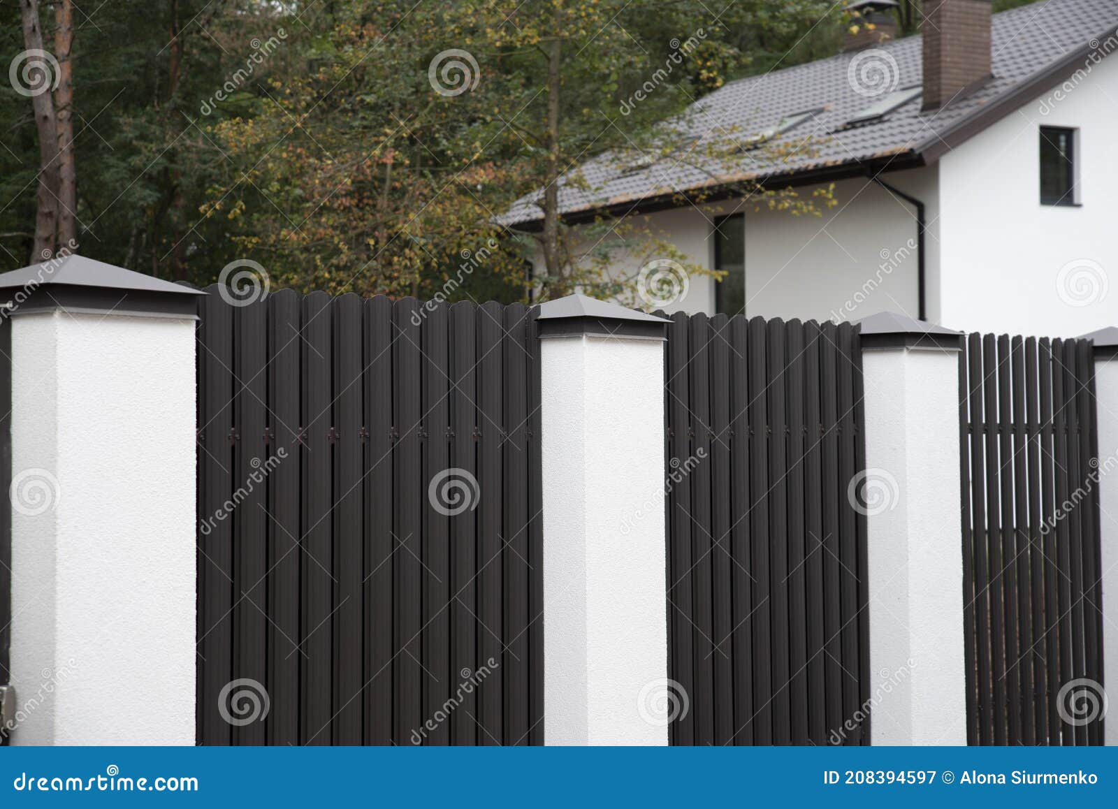 Metal Caps for Fence Columns Metal Slats for a Fence Stock Image ...