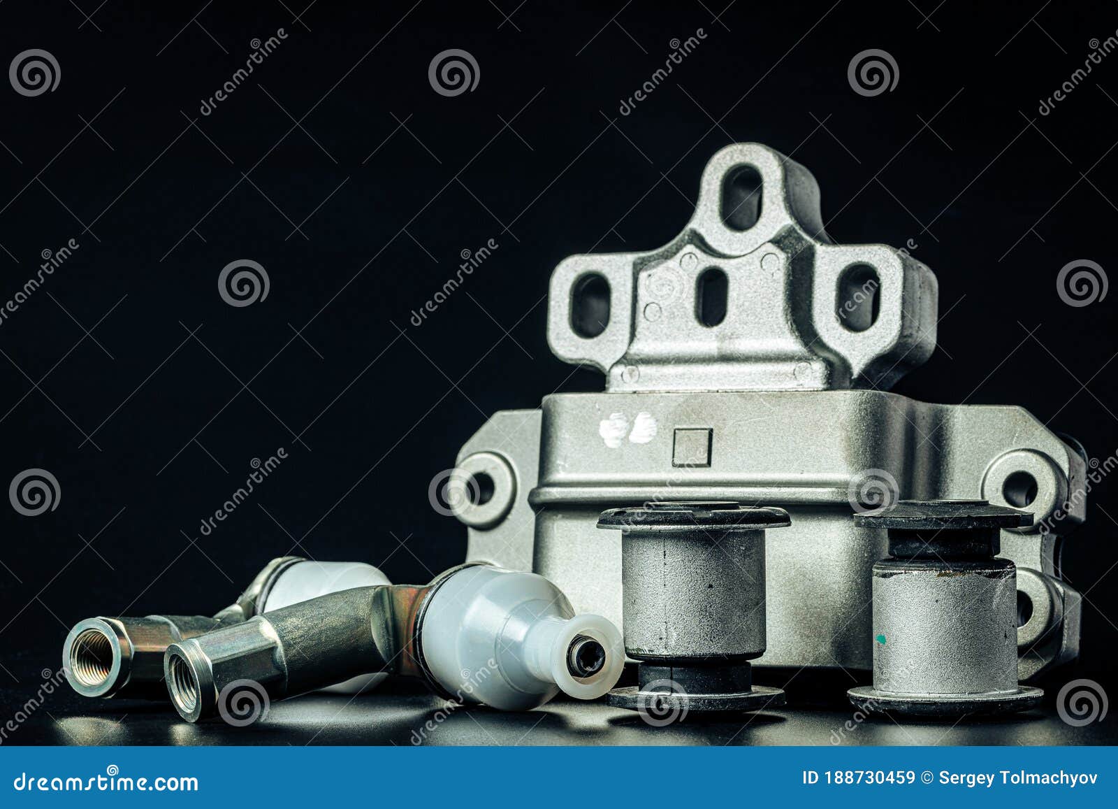 Metal Car Engine Spare Part on Black Background Stock Image - Image of ...
