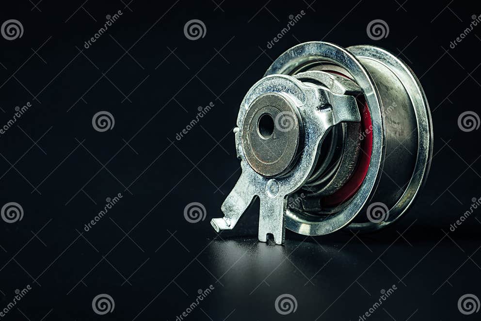 Metal Car Engine Spare Part on Black Background Stock Image - Image of ...