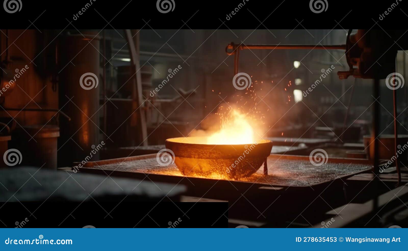 Metal Casting Logo On A White Background. Cast Iron Ladle And ...