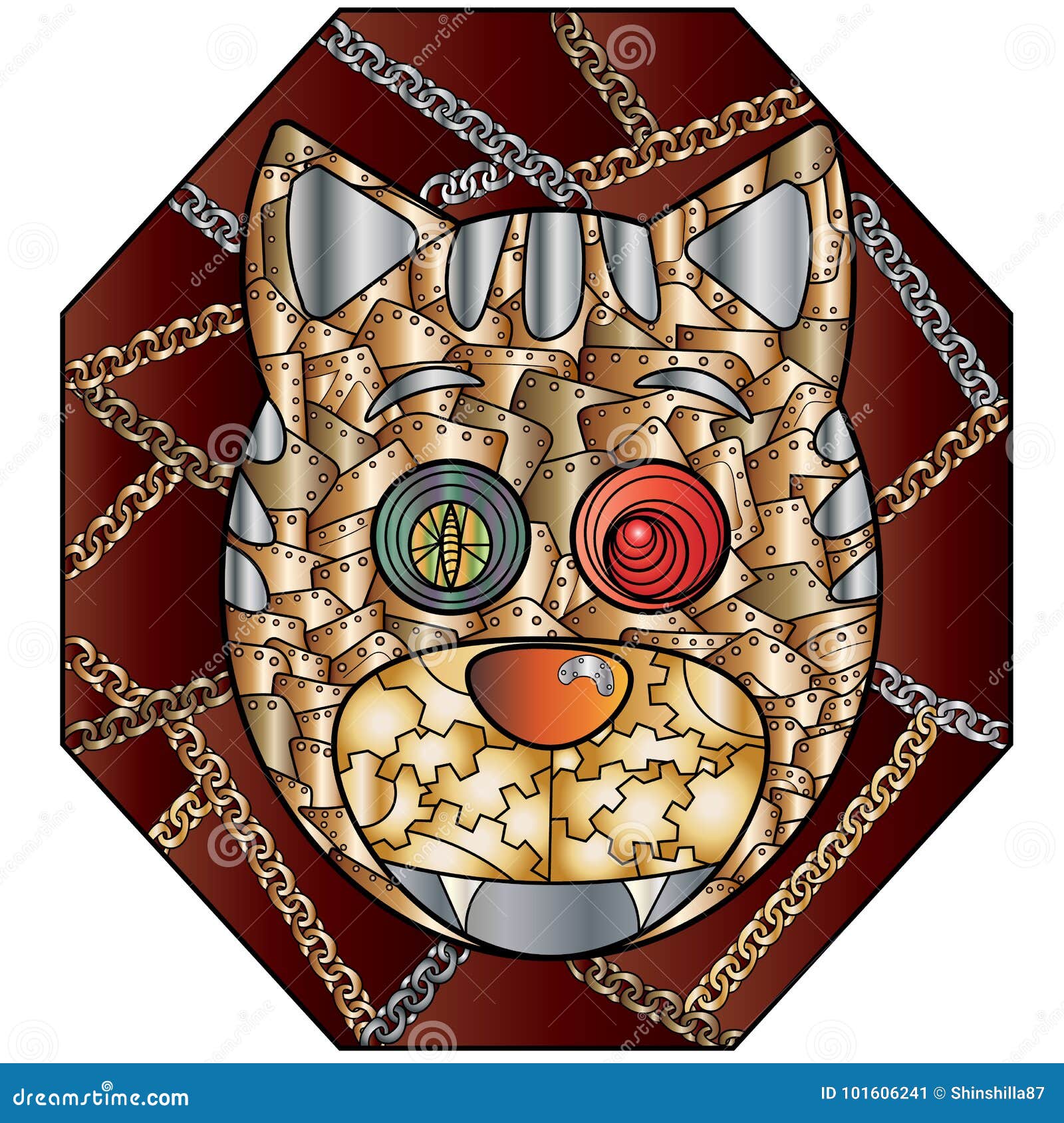 Metal Cat Abstract Vector Illustration on a Dark Background Stock ...