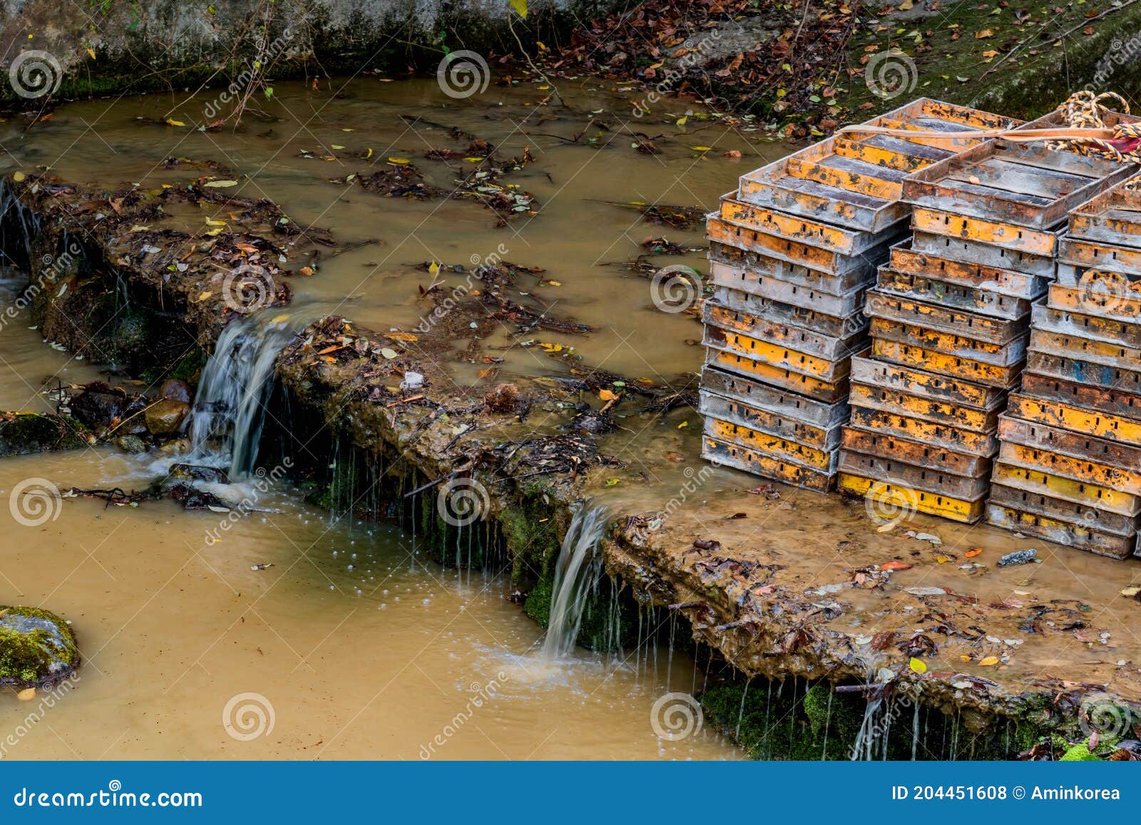 Metal Cement Construction Forms in Water Stock Photo - Image of detail ...