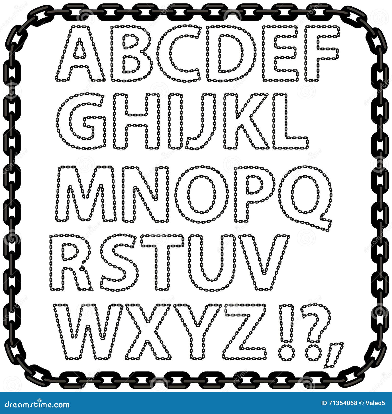 Metal Chain Alphabet Isolated on White Stock Vector - Illustration of ...