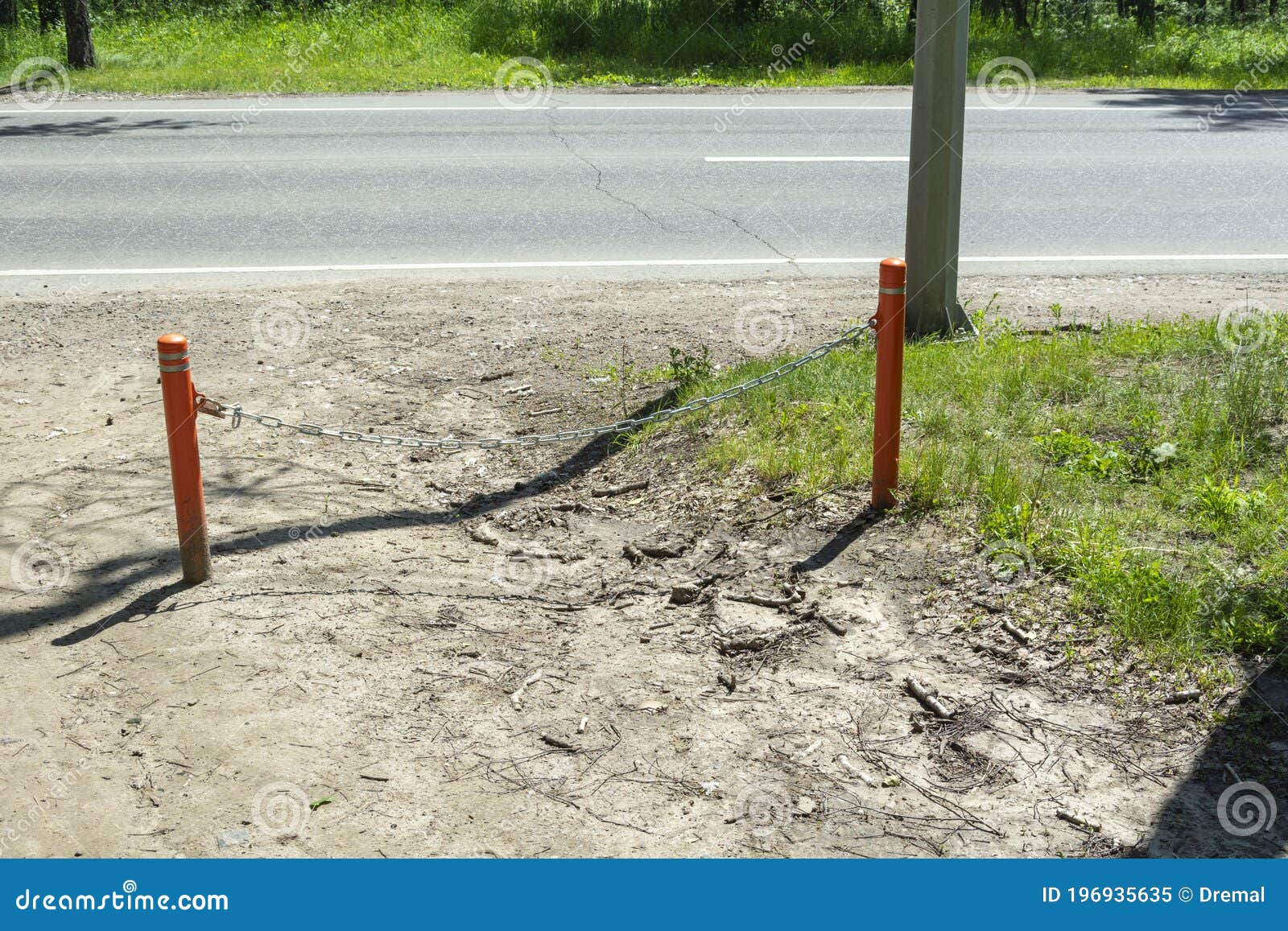 Metal Chain between the Column Stock Image - Image of sidewalk, rings ...