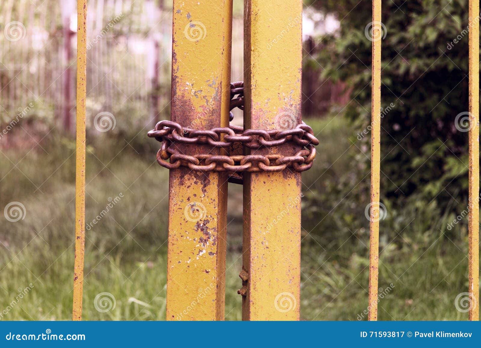 Metal Chain on the Gate. Vintage Retro Old Concept Stock Image - Image ...