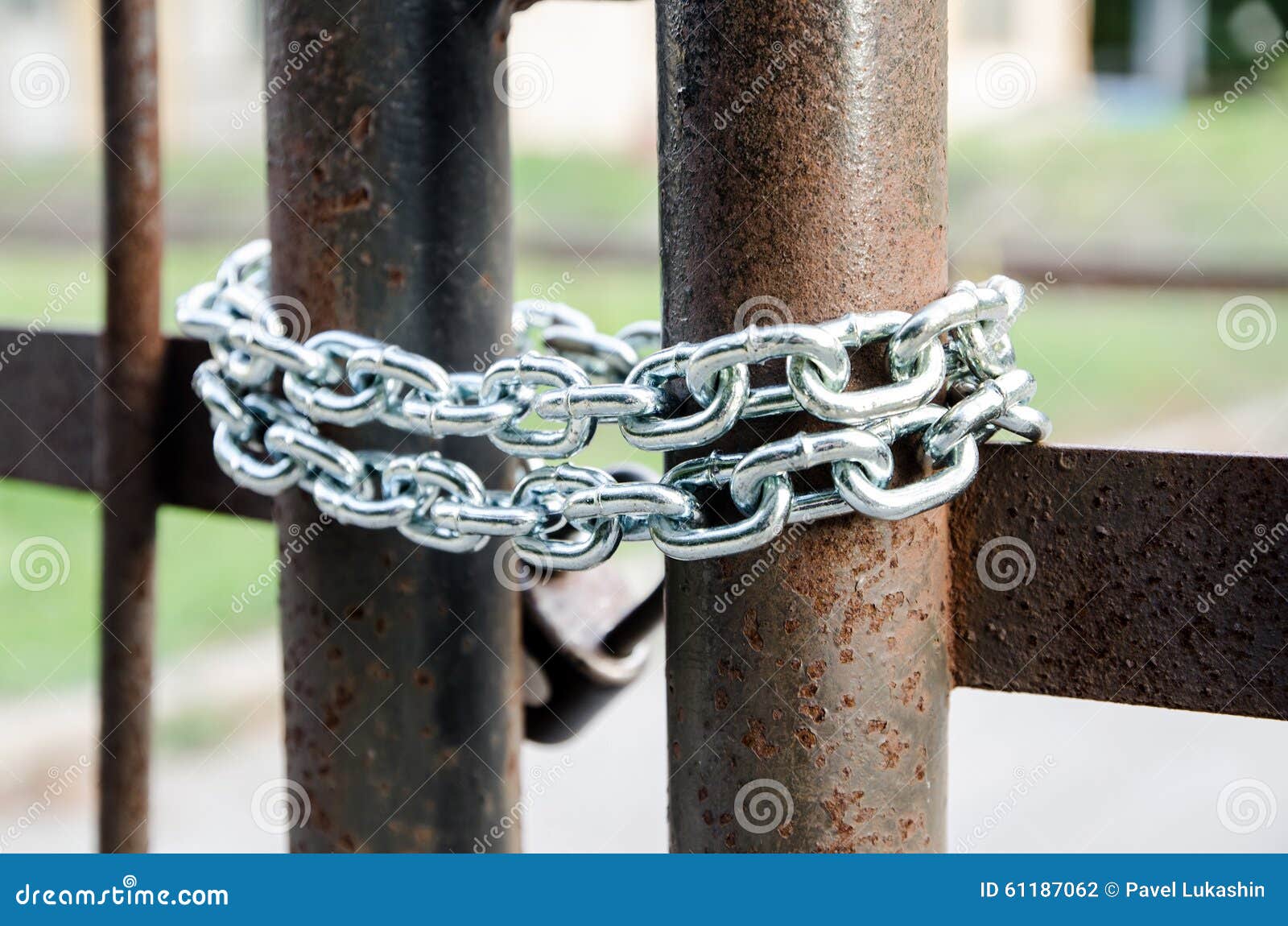 Metal Chain Hanging on the Gate Stock Photo - Image of gate, passage ...