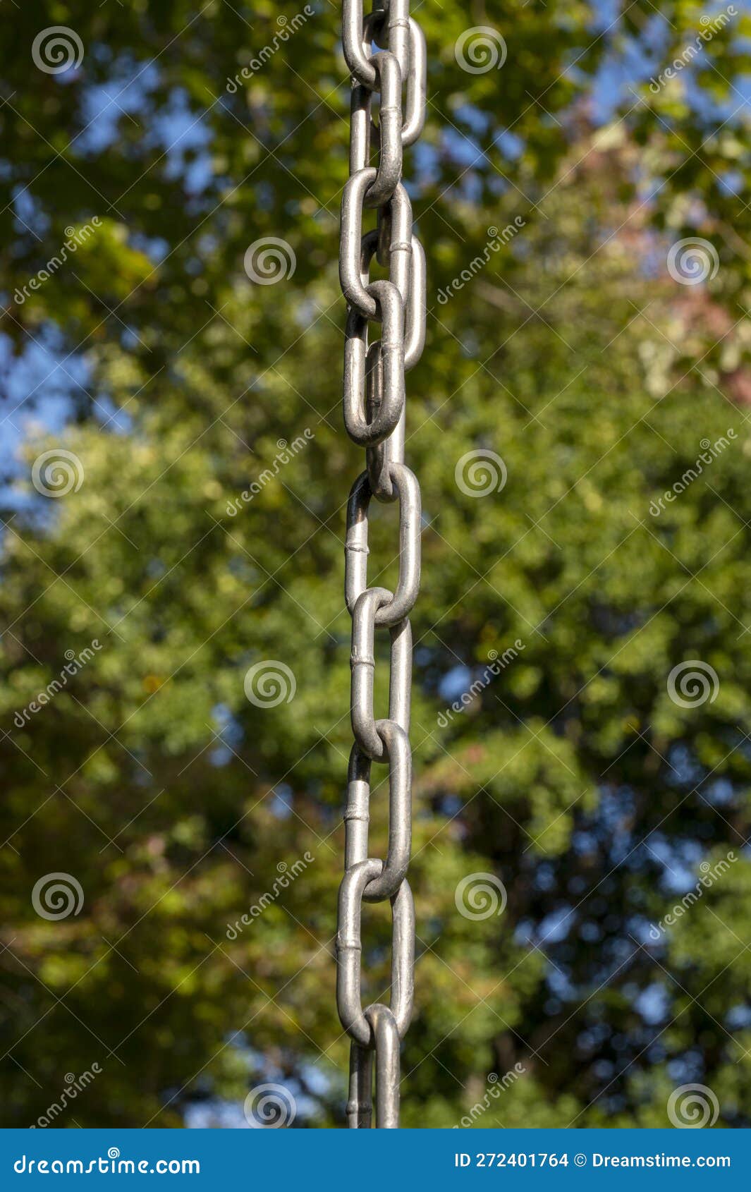 Metal Chain Hanging Vertically. Close Up Shot Stock Photo - Image of ...