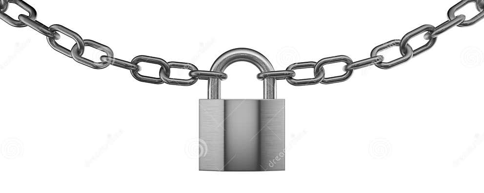 A Metal Chain Hangs Down and is Secured with a Padlock. Overlap ...