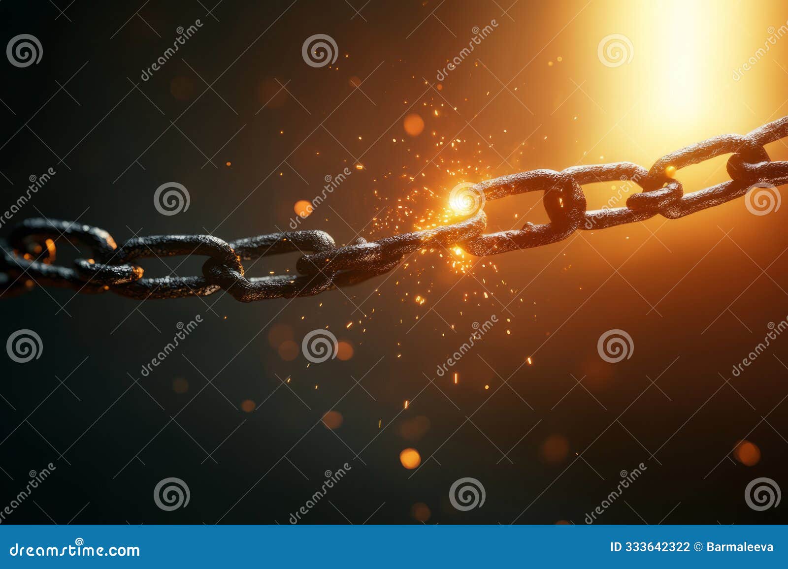Metal Chain Link Breaking with an Explosive Force. Freedom, Breaking ...