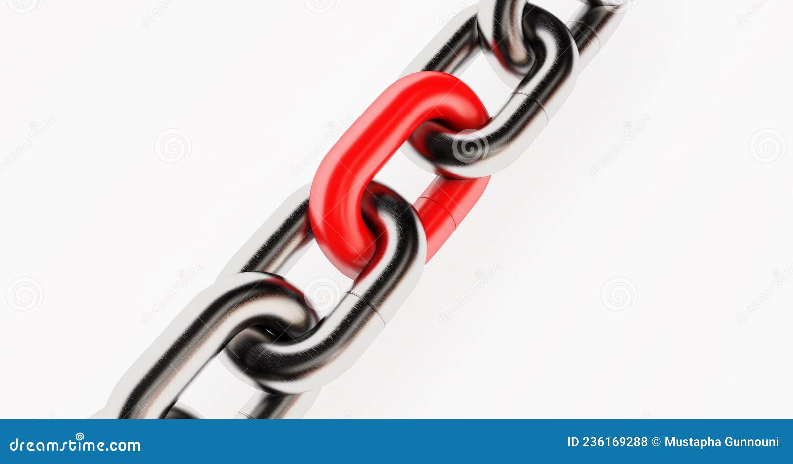 Metal Chain Links Isolated on White Background. Metal Chain with One ...